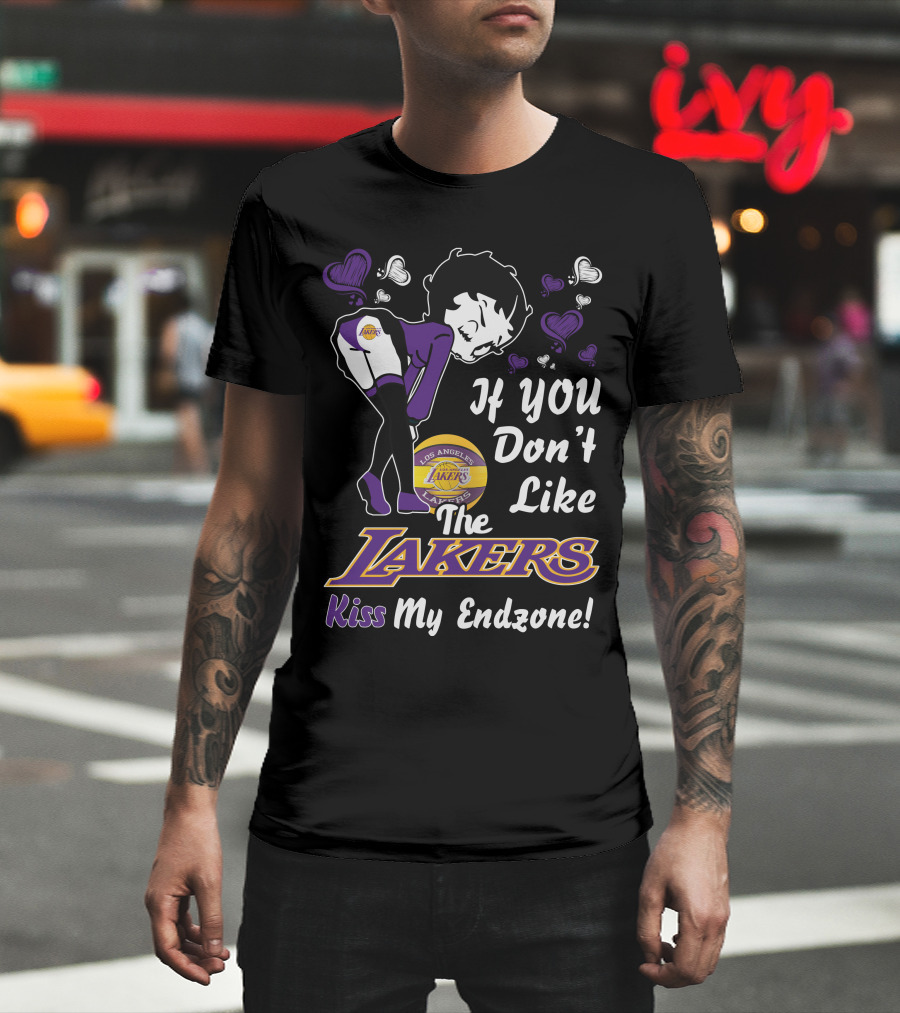 Betty Boop If You Don't Like The Los Angeles Lakers Kiss My Endzone‍‍‍‍‍‍‍‍‍‍‍‍‍‍‍‍‍ T-Shirt