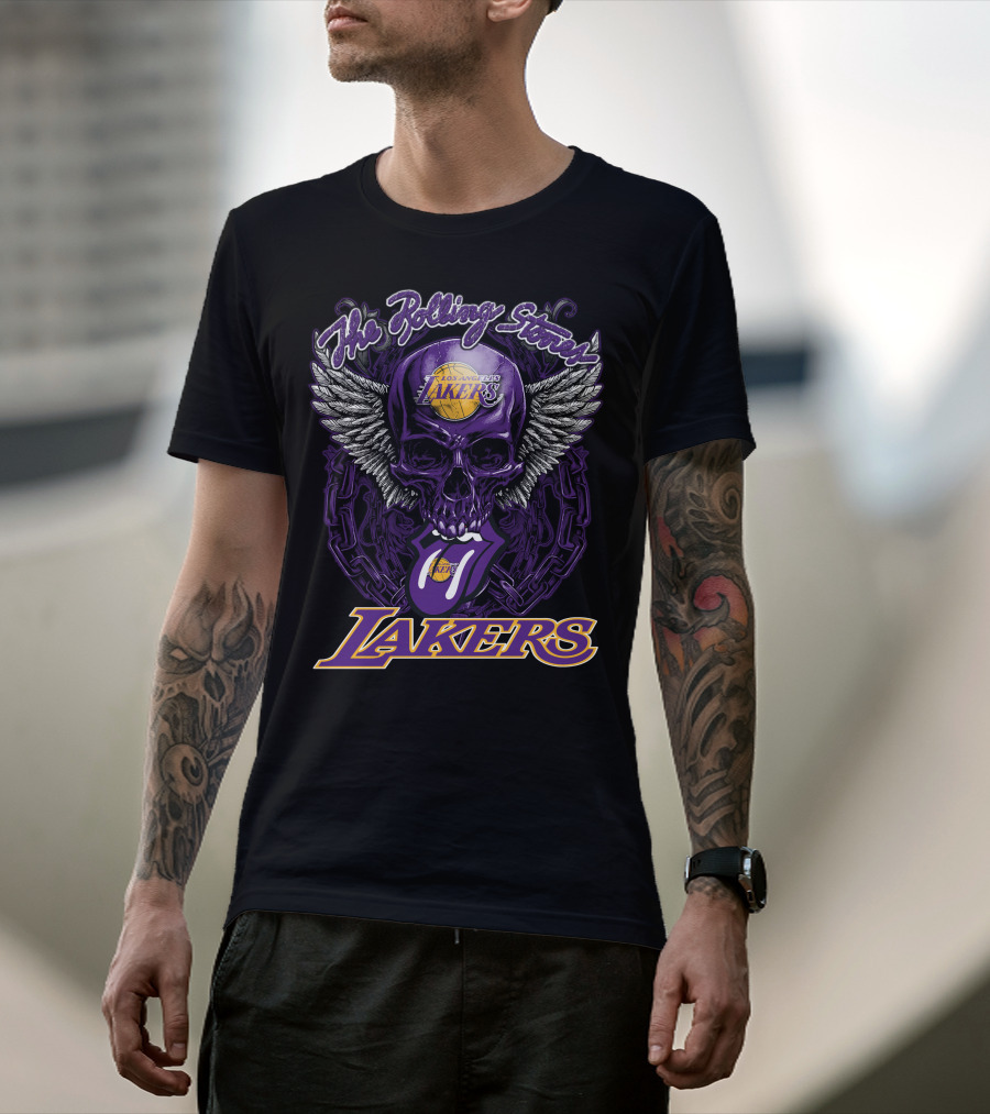 The Rolling Stones Los Angeles Lakers Skull Logo Collaboration T-Shirt