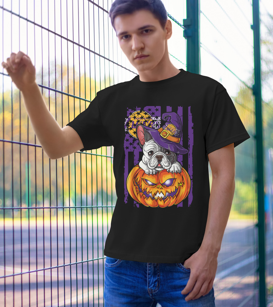 Hlw Bulldog Los Angeles Lakers Halloween Pumpkin Wizard Hat T-Shirt
