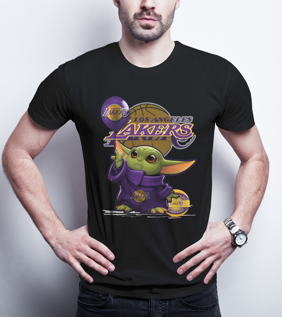 Yoda Los Angeles Lakers Basketball Logo Baby Alien T-Shirt