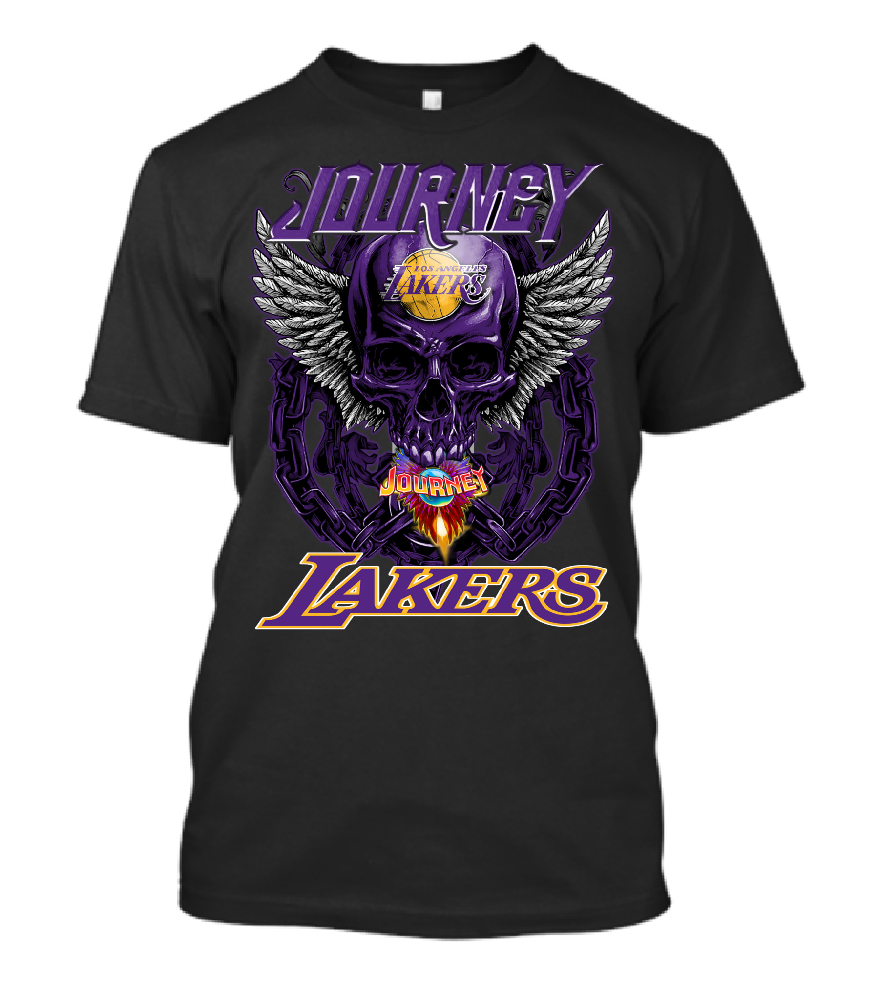 Journey Los Angeles Lakers Skull Wings Flame T-Shirt