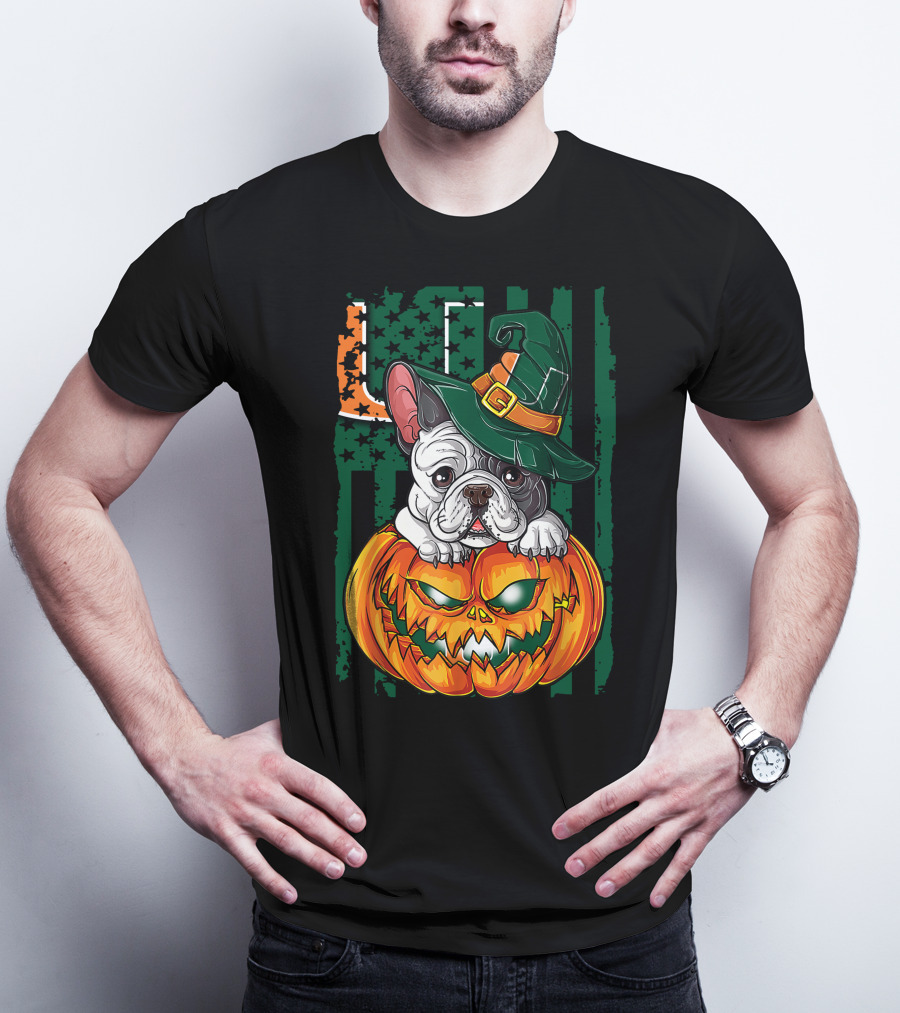 Hlw Bulldog Halloween Miami Hurricanes Pumpkin Hat T-Shirt