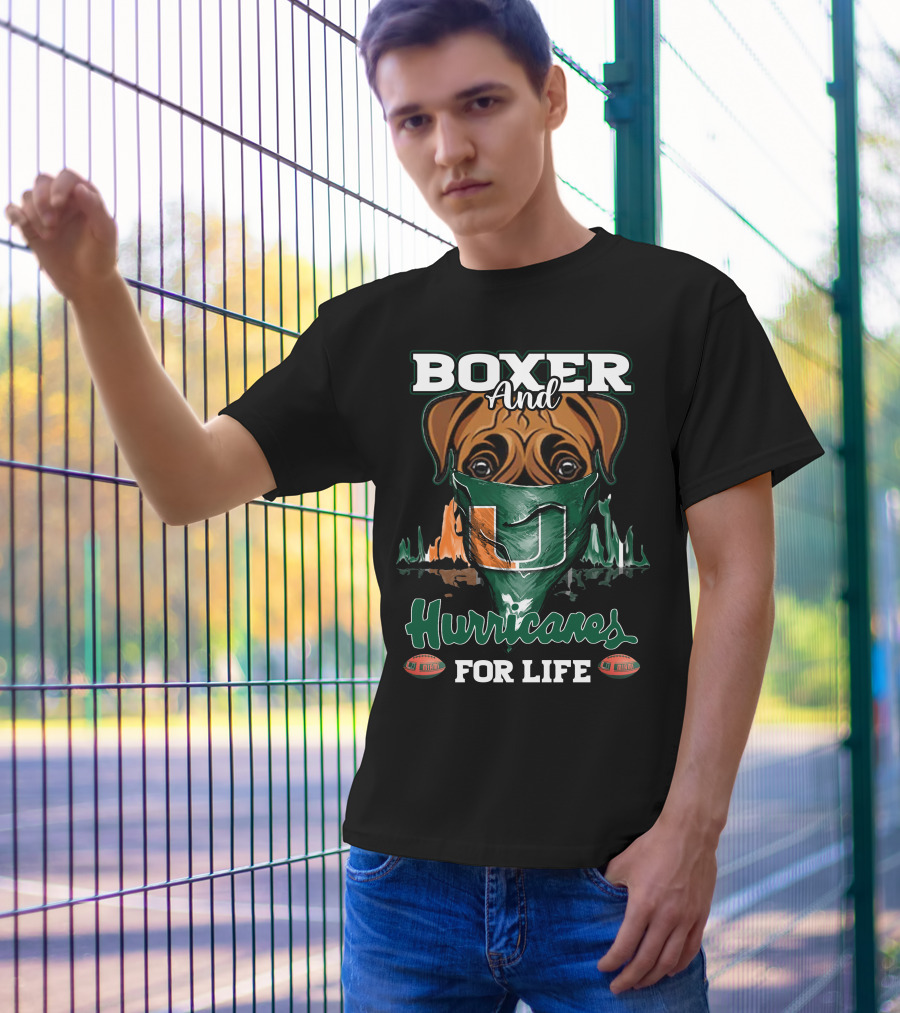 Boxer And Hurricanes For Life Miami T-Shirt