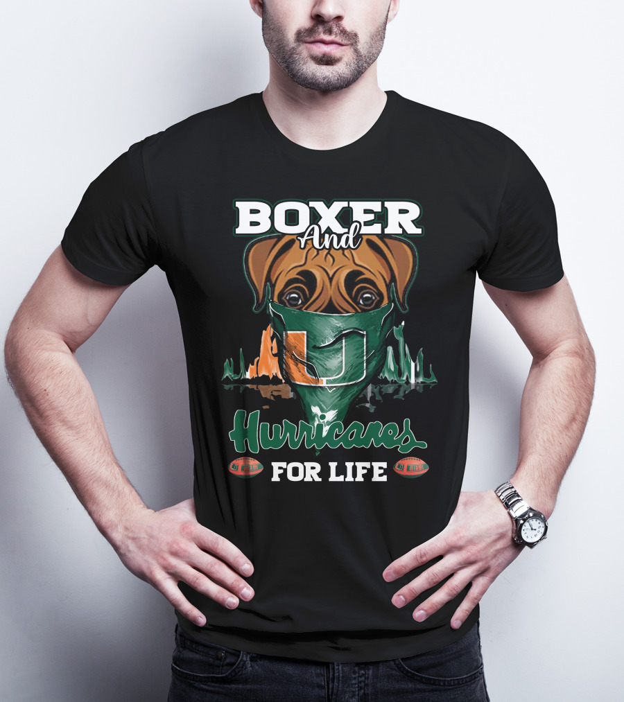 Boxer And Hurricanes For Life Miami T-Shirt