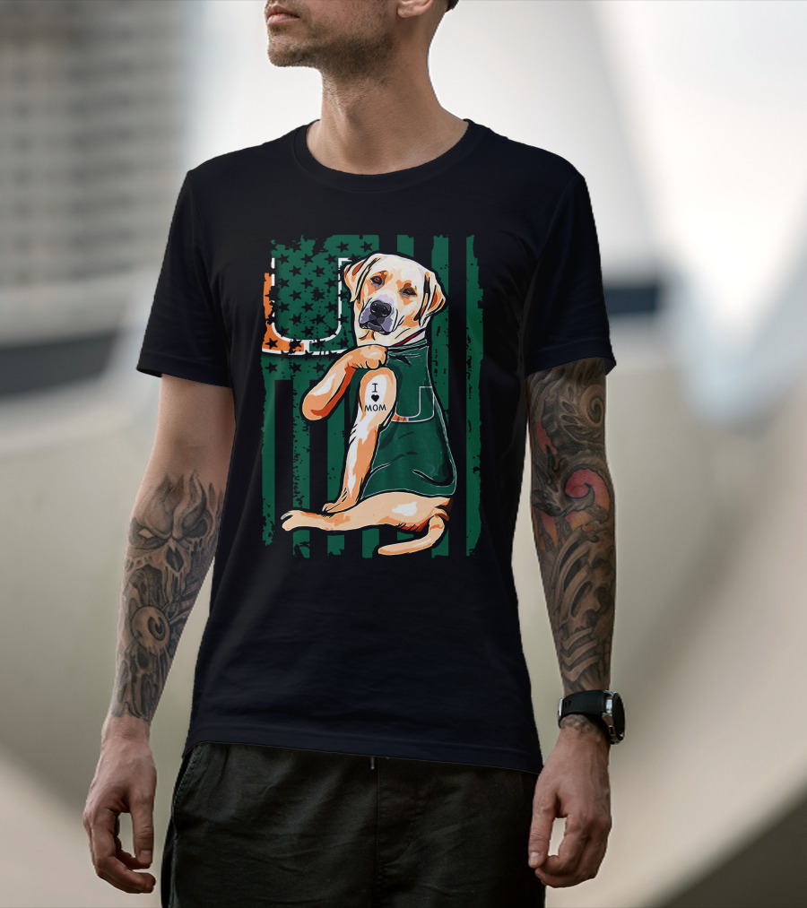 Labrador Retriever I Love Mom Miami Hurricanes T-Shirt