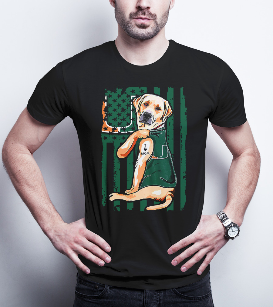 Labrador Retriever I Love Mom Miami Hurricanes T-Shirt