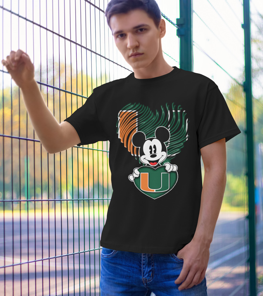 Mickey Mouse Miami Hurricanes Heart U T-Shirt