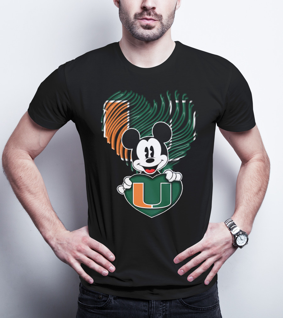 Mickey Mouse Miami Hurricanes Heart U T-Shirt