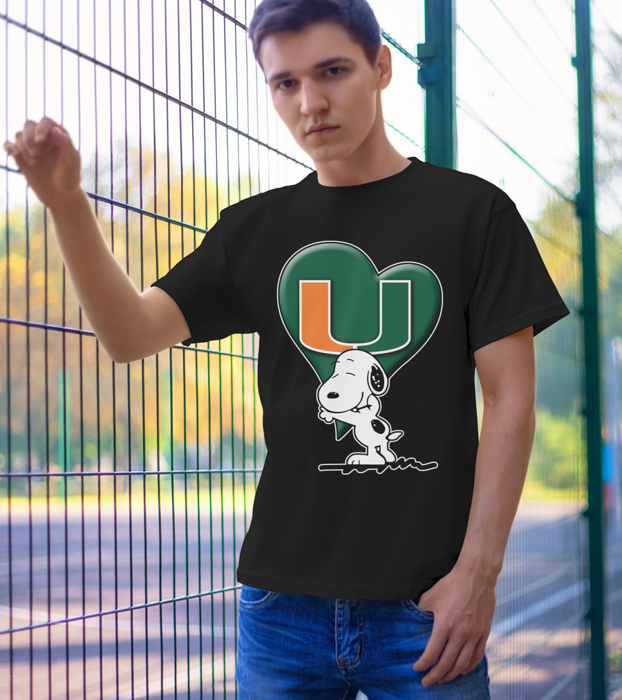 Snoop V1 Miami Hurricanes U Logo Heart Hug T-Shirt
