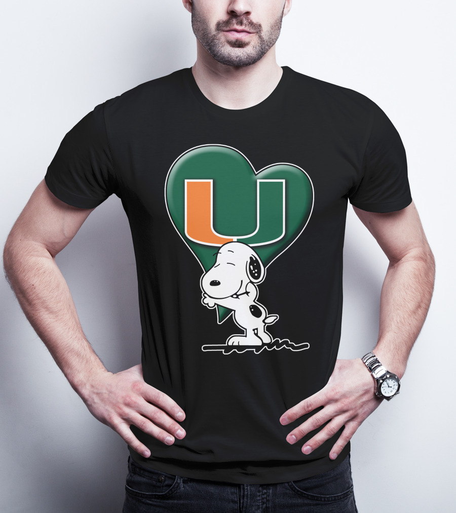 Snoop V1 Miami Hurricanes U Logo Heart Hug T-Shirt