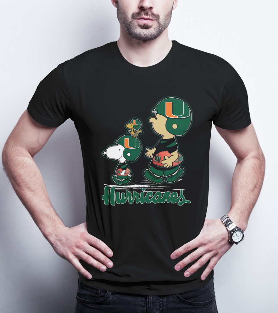 Snpfootball Miami Hurricanes Peanuts Characters Football Helmets T-Shirt