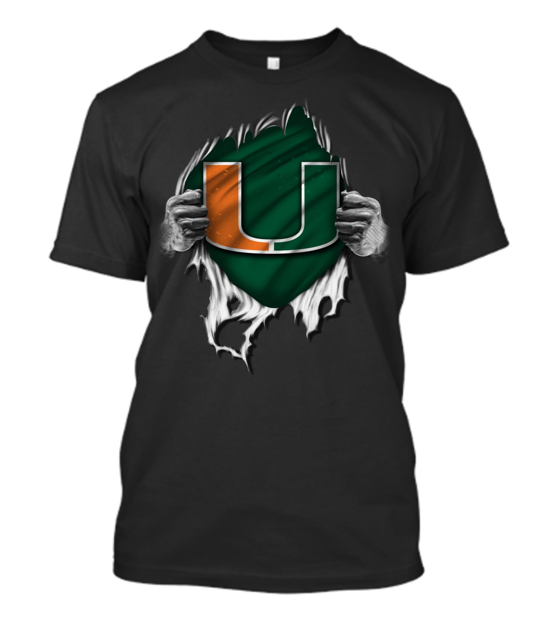 Miami Hurricanes U Logo Torn Reveal T-Shirt