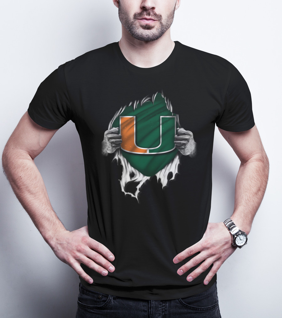 Miami Hurricanes U Logo Torn Reveal T-Shirt
