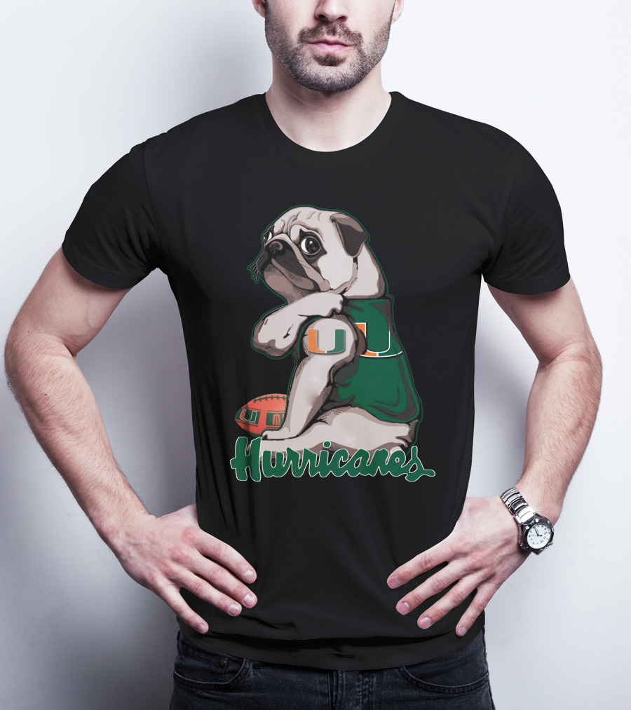 Pug Miami Hurricanes Football U T-Shirt