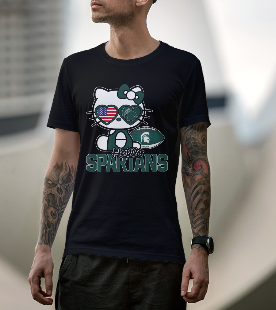 Hello Kitty Michigan State Spartans USA Football T-Shirt