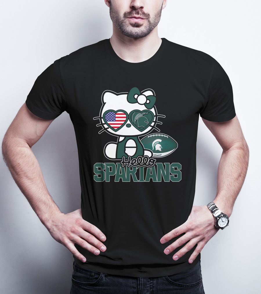 Hello Kitty Michigan State Spartans USA Football T-Shirt