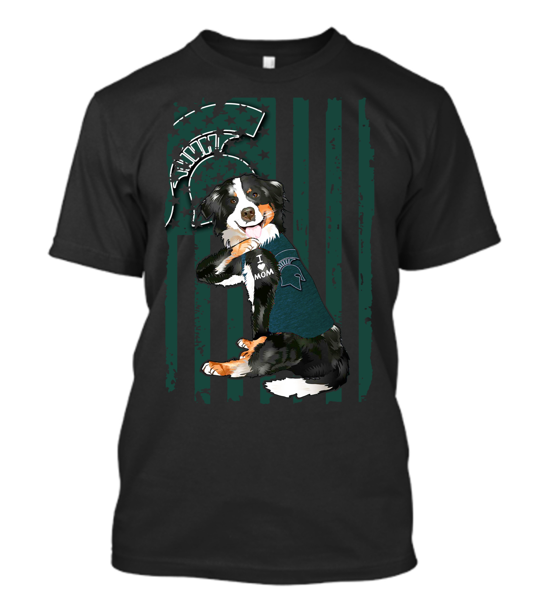 Border Collie I Love Mom Michigan State Spartans T-Shirt