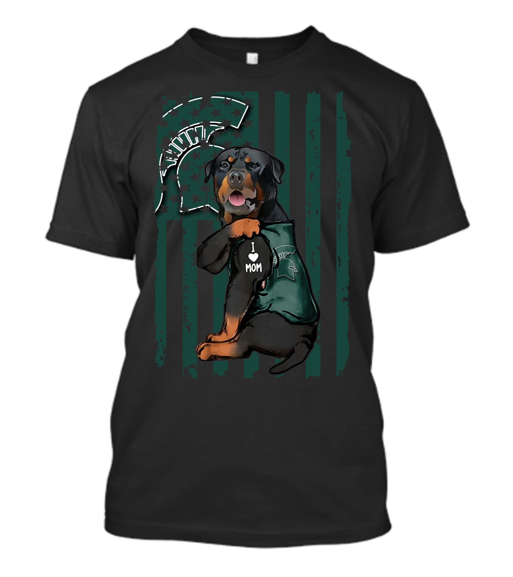 Rottweiler I Love Mom Michigan State Spartans T-Shirt