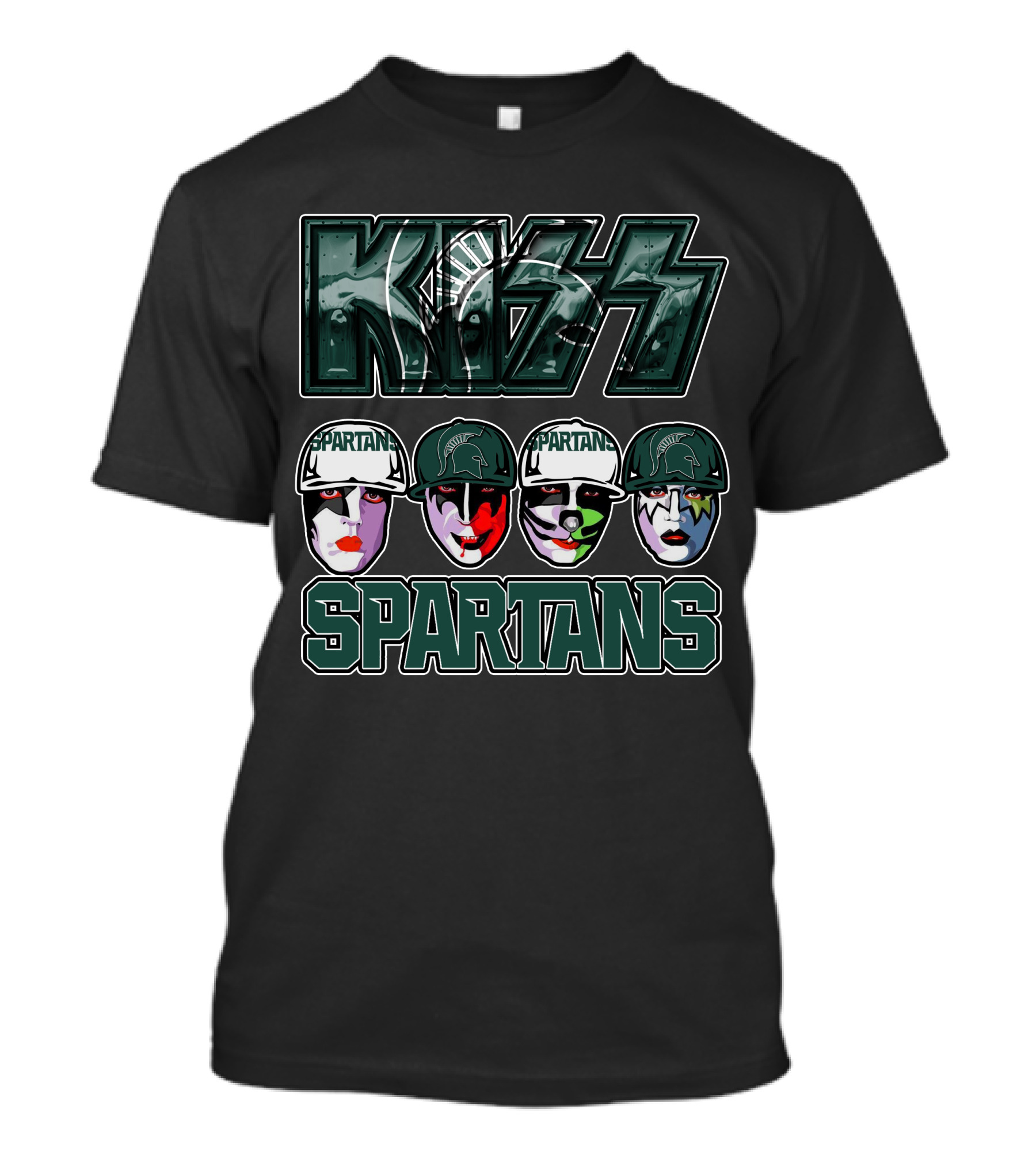 KISS Michigan State Spartans Band Face Makeup Fan Mashup T-Shirt