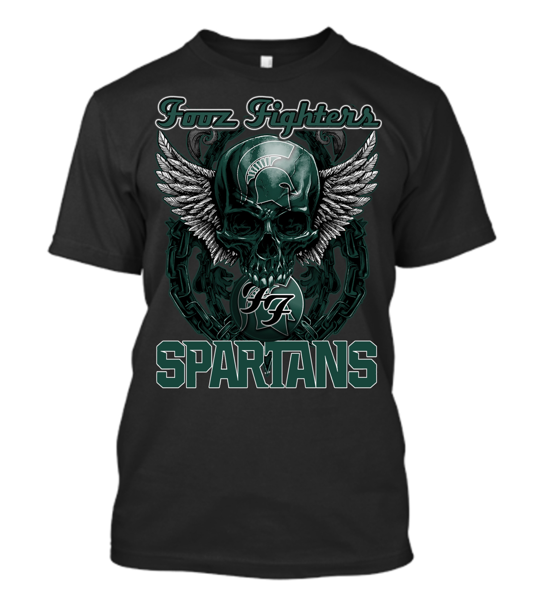 Fozz Fighters Michigan State Spartans Winged Skull T-Shirt