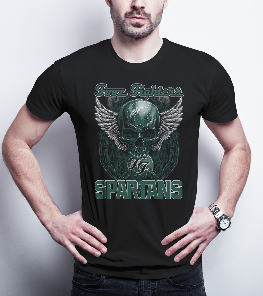 Fozz Fighters Michigan State Spartans Winged Skull T-Shirt