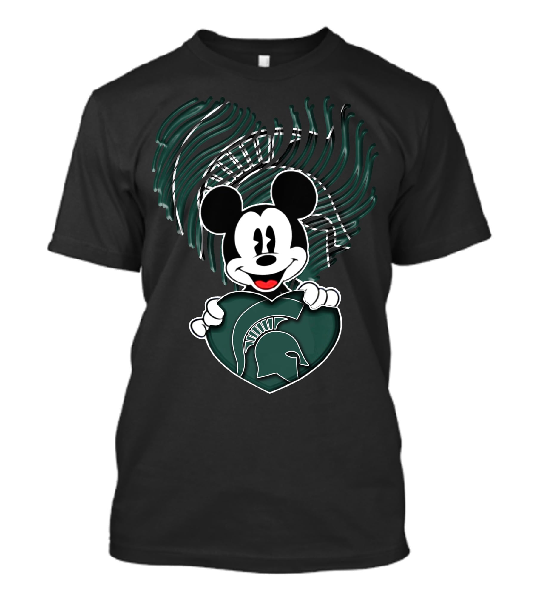 Mick Mouse Michigan State Spartans Heart Spartan Helmet T-Shirt