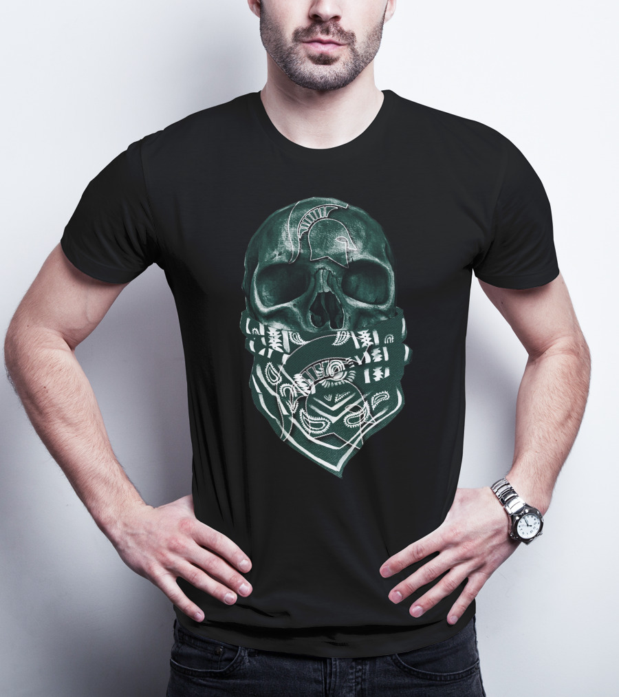 Skull Michigan State Spartans Bandana Style Spartan T-Shirt