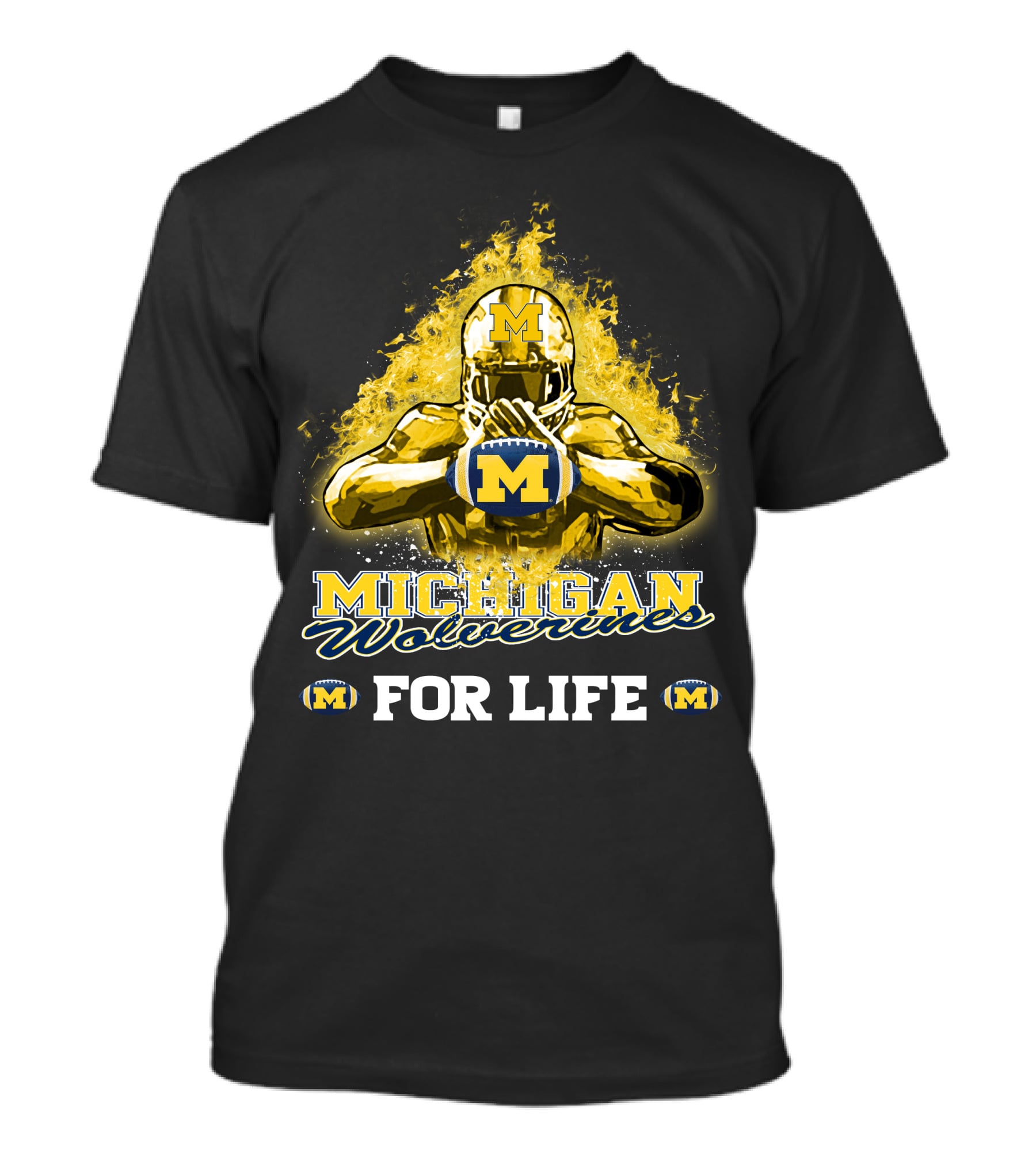 Michigan Wolverines For Life Football Explosion M T-Shirt