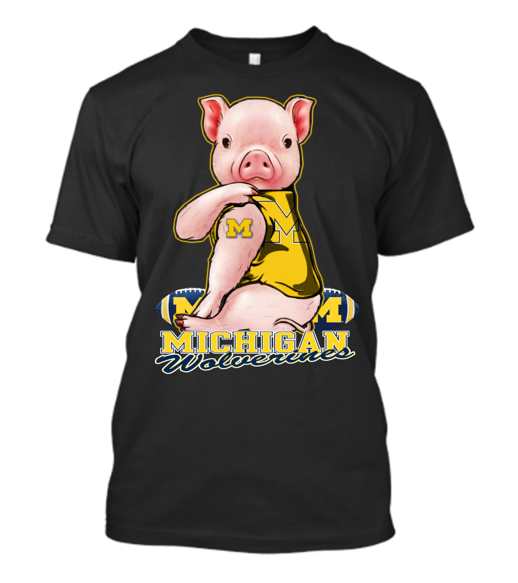 Michigan Wolverines Pig Football T-Shirt