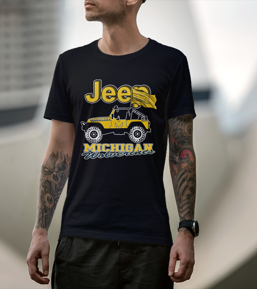 Jeep Michigan Wolverines Flag T-Shirt