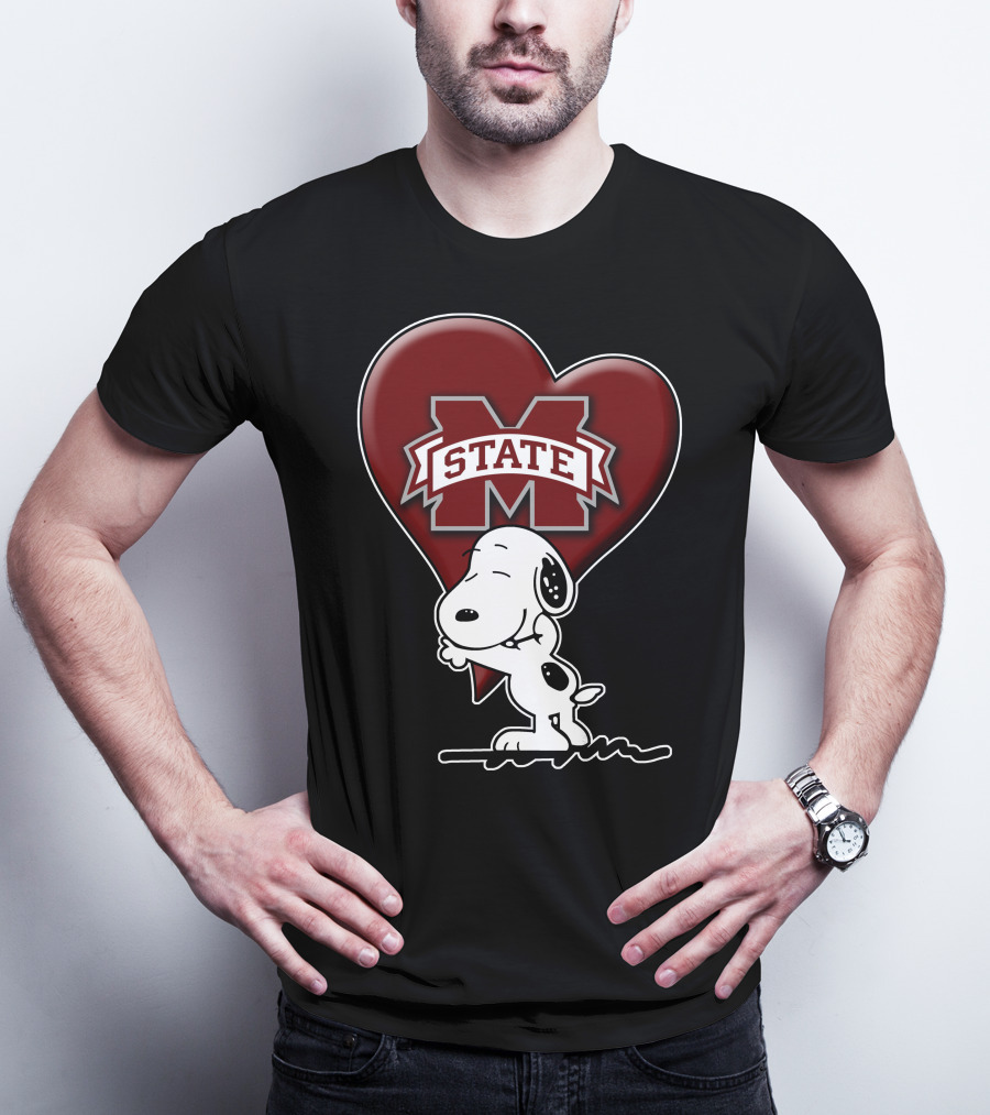 Snoopy Mississippi State Bulldogs Heart T-Shirt