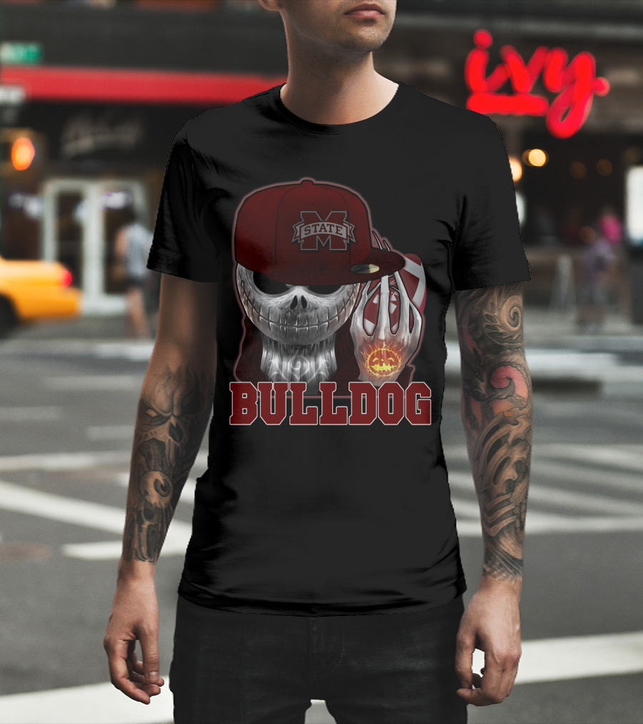 Mississippi State Bulldogs Skull Jack O' Lantern Bulldog T-Shirt