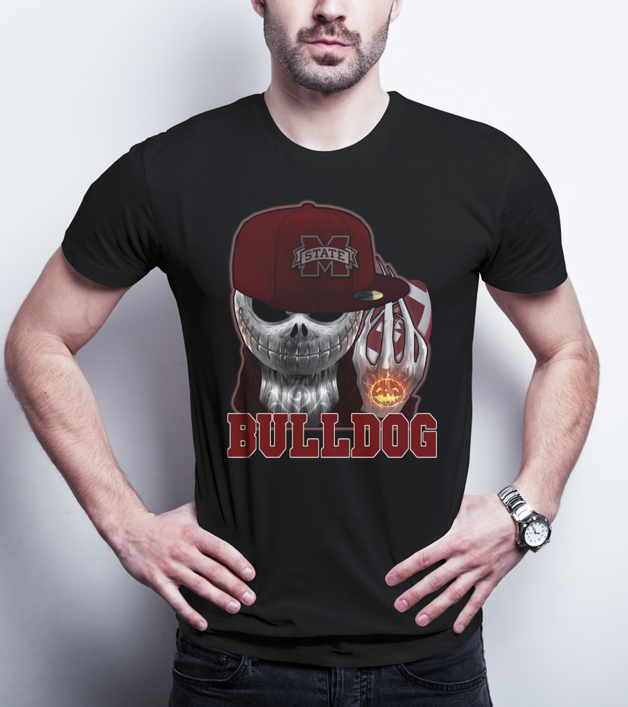 Mississippi State Bulldogs Skull Jack O' Lantern Bulldog T-Shirt