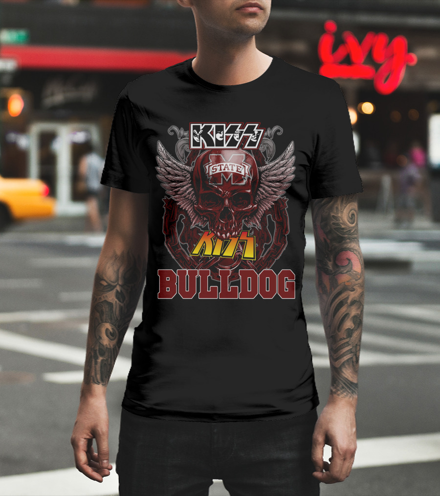 KISS Mississippi State Bulldogs Winged Skull T-Shirt