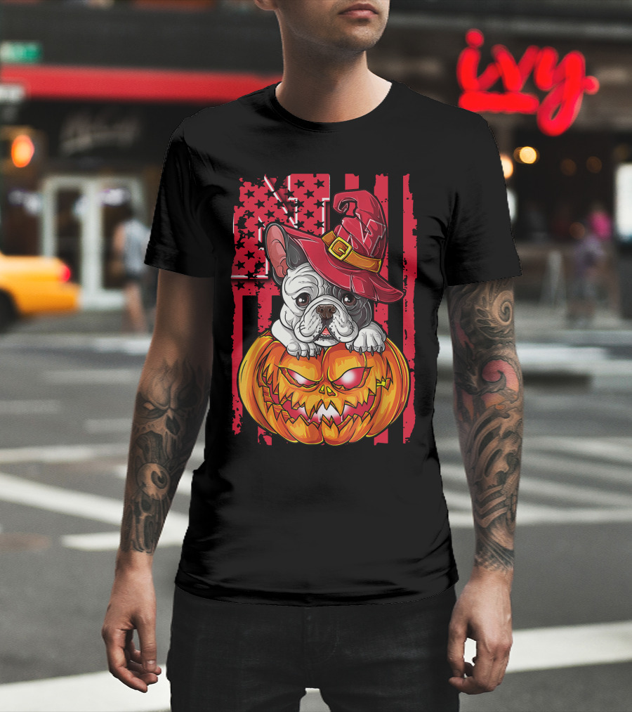 Hlw Bulldog Nebraska Cornhuskers Halloween Pumpkin Wizard Hat T-Shirt