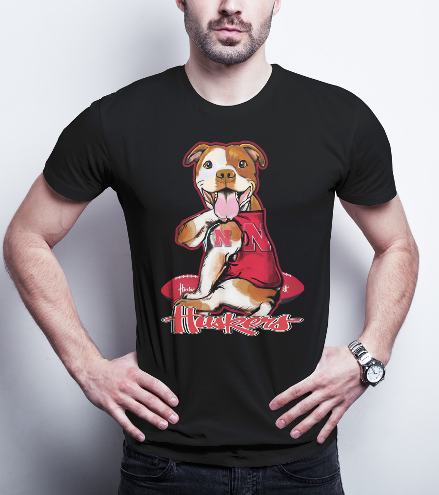 Huskers N Football Dog Nebraska Cornhuskers T-Shirt