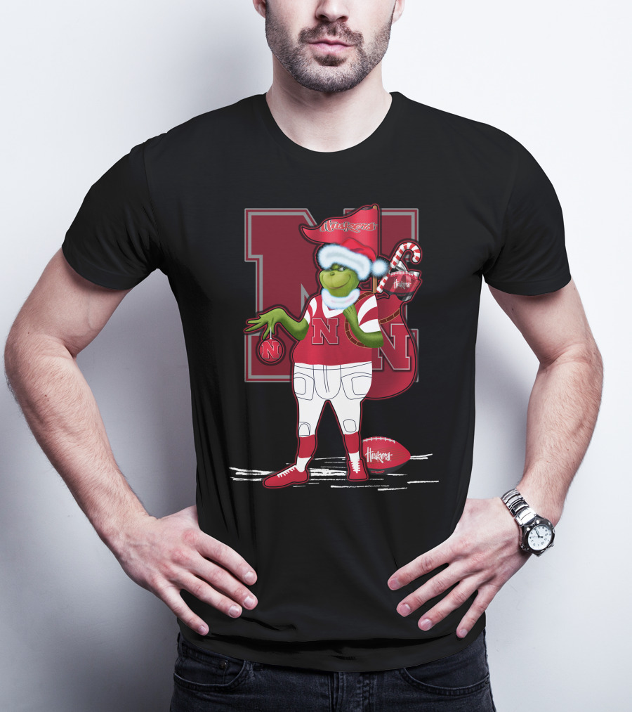 Grinchxmas Nebraska Cornhuskers Festive Football T-Shirt