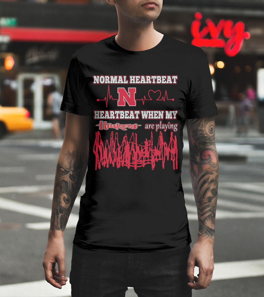 Normal Heartbeat Huskers Heartbeat When My Huskers Are Playing T-Shirt