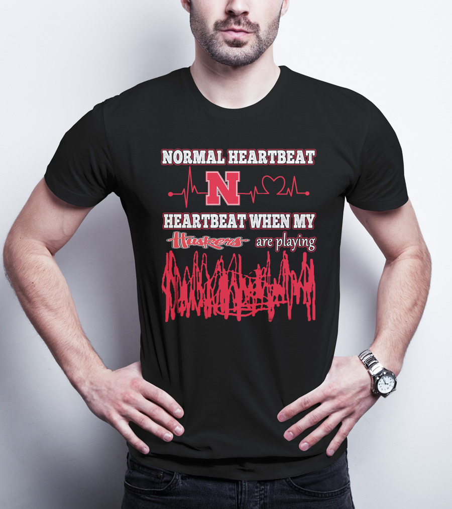Normal Heartbeat Huskers Heartbeat When My Huskers Are Playing T-Shirt
