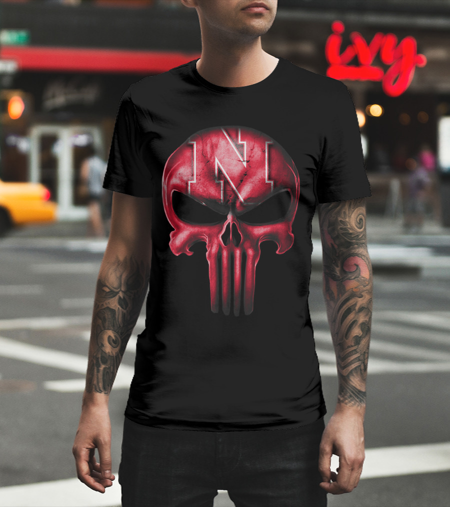 Skull Punisher Logo Nebraska Cornhuskers N T-Shirt