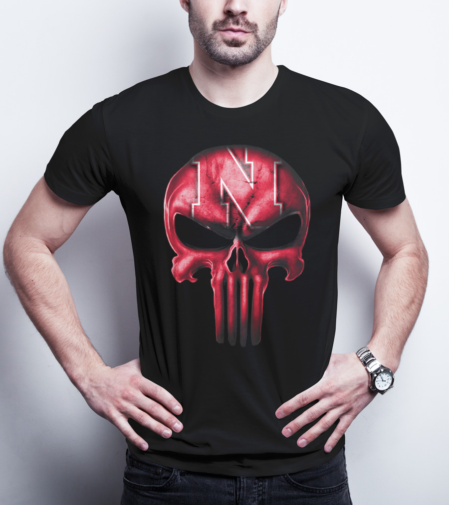 Skull Punisher Logo Nebraska Cornhuskers N T-Shirt