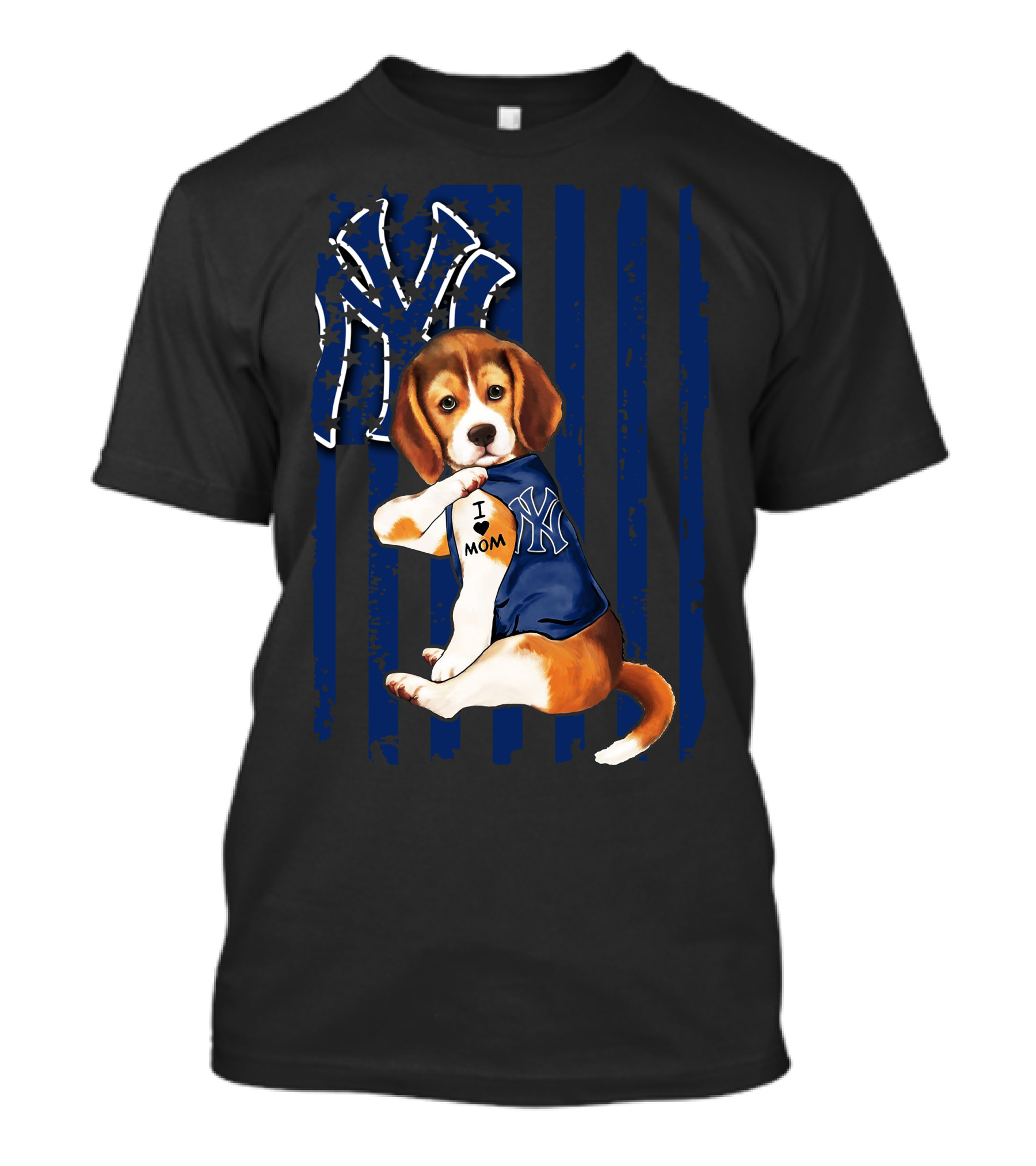 I Love Mom Beagle New York Yankees Fan T-Shirt
