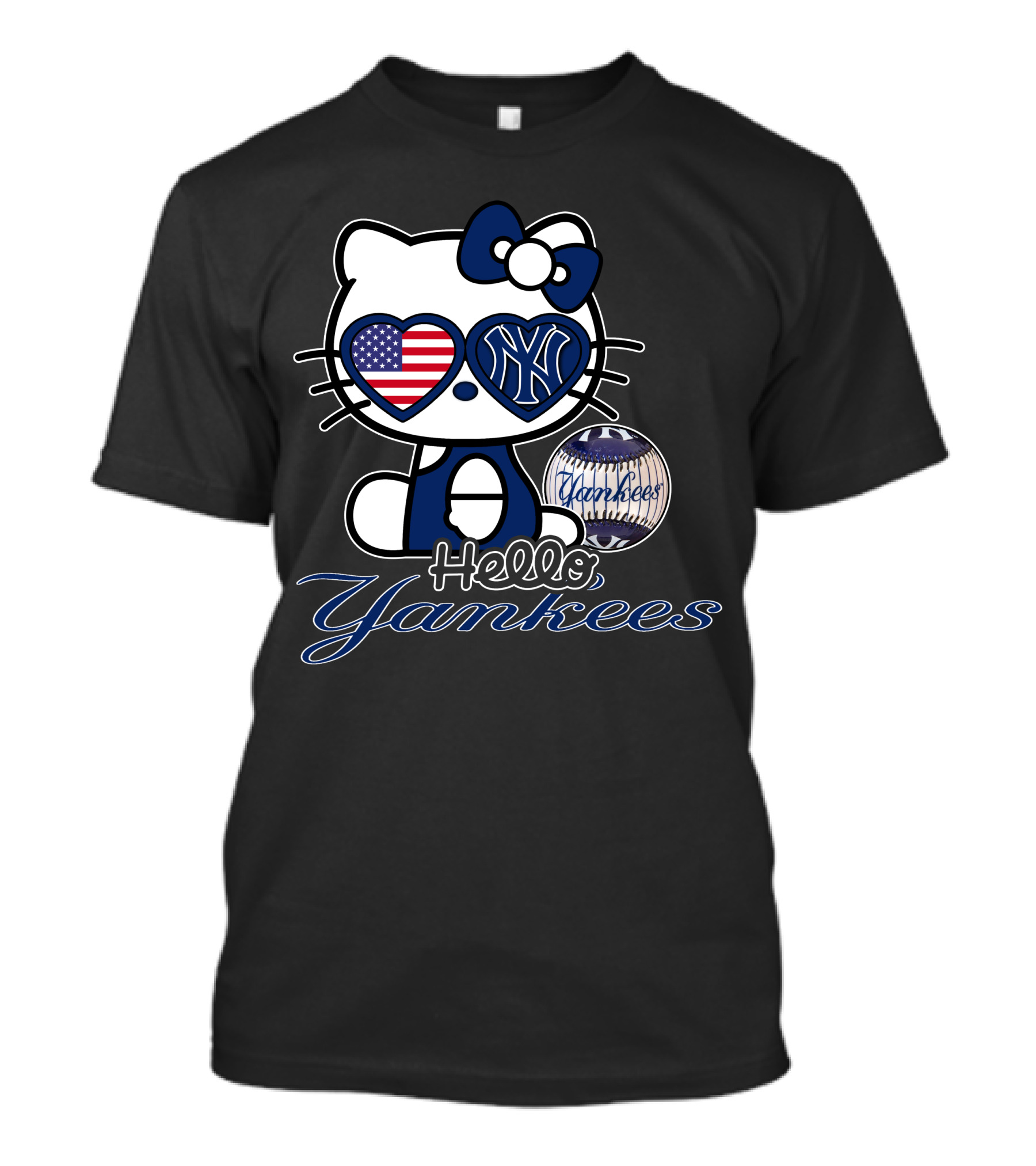 Hello Kitty Yankees American Flag Baseball T-Shirt