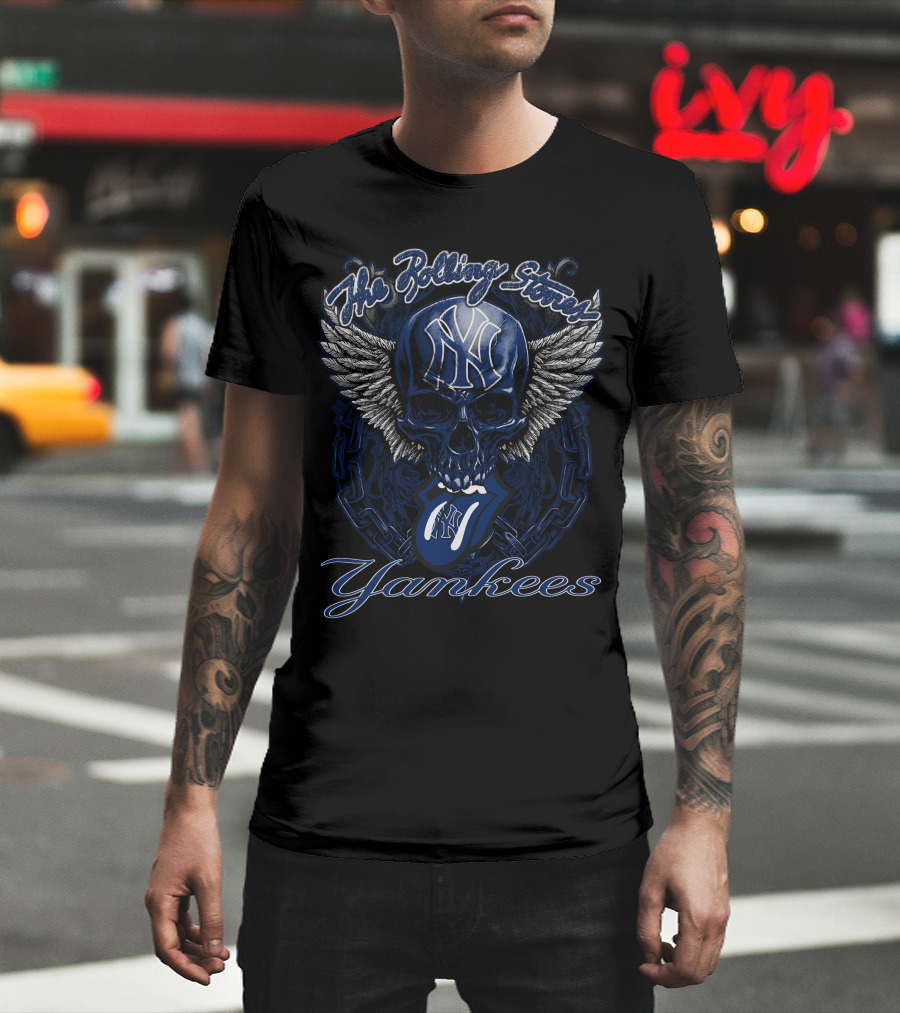 The Rolling Stones Yankees Winged Skull Ny T-Shirt