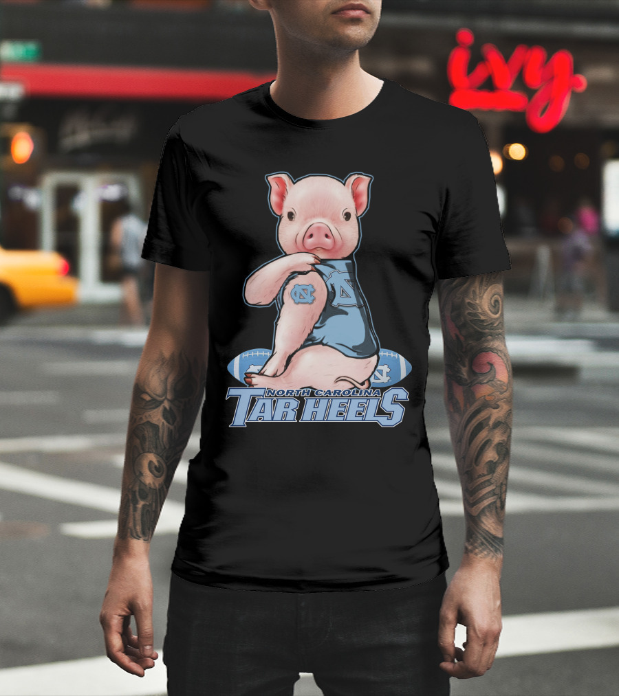North Carolina Tar Heels Pig With Football And Team T-Shirt