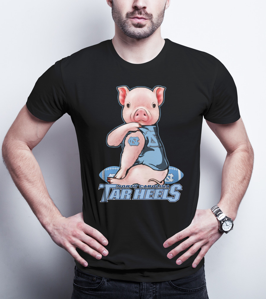 North Carolina Tar Heels Pig With Football And Team T-Shirt