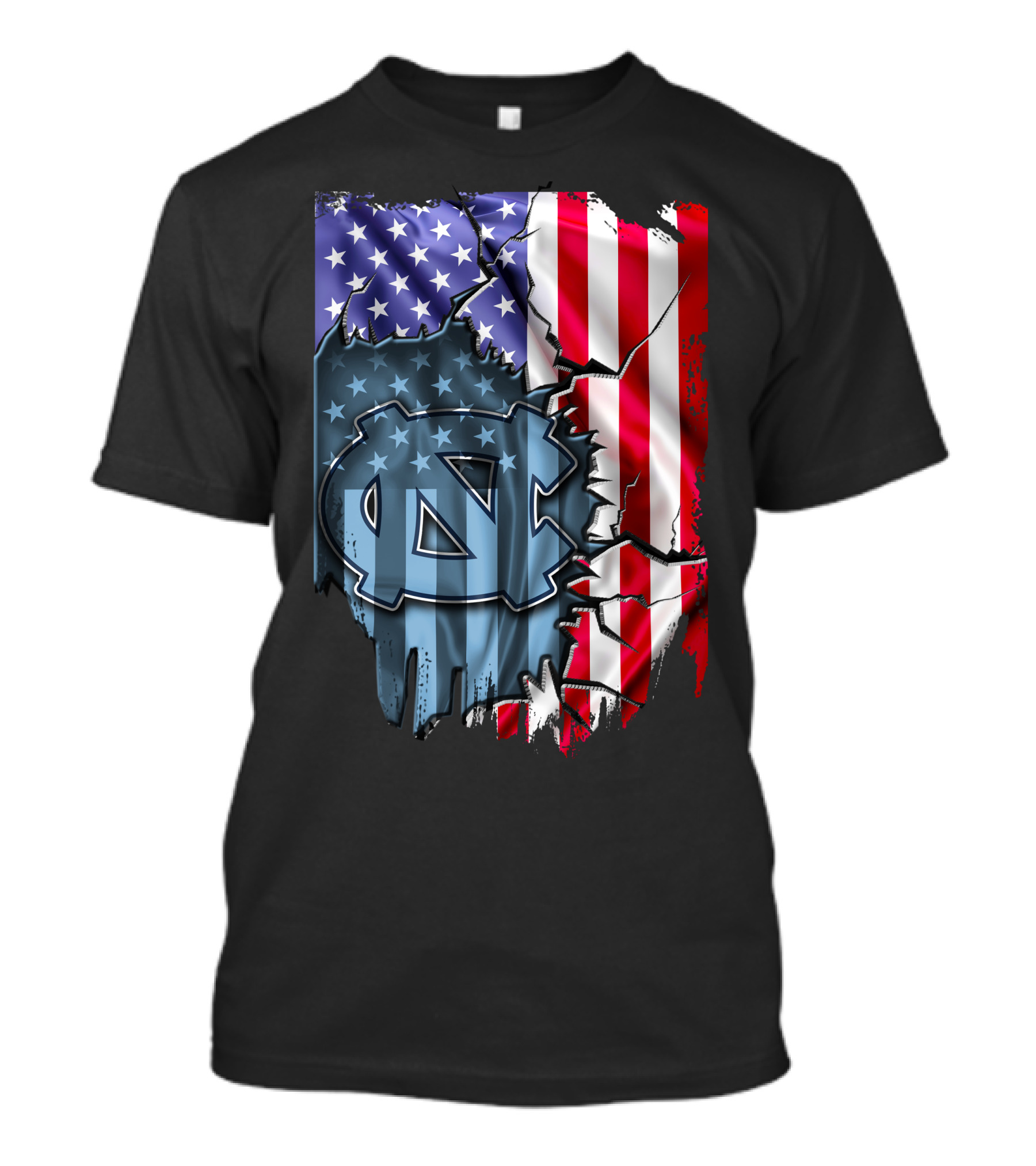 North Carolina Tar Heels American Flag Ripped T-Shirt