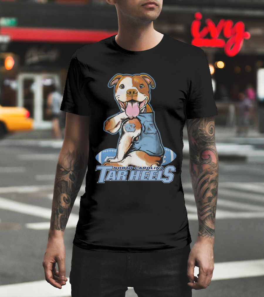 North Carolina Tar Heels Pittbull With Football T-Shirt