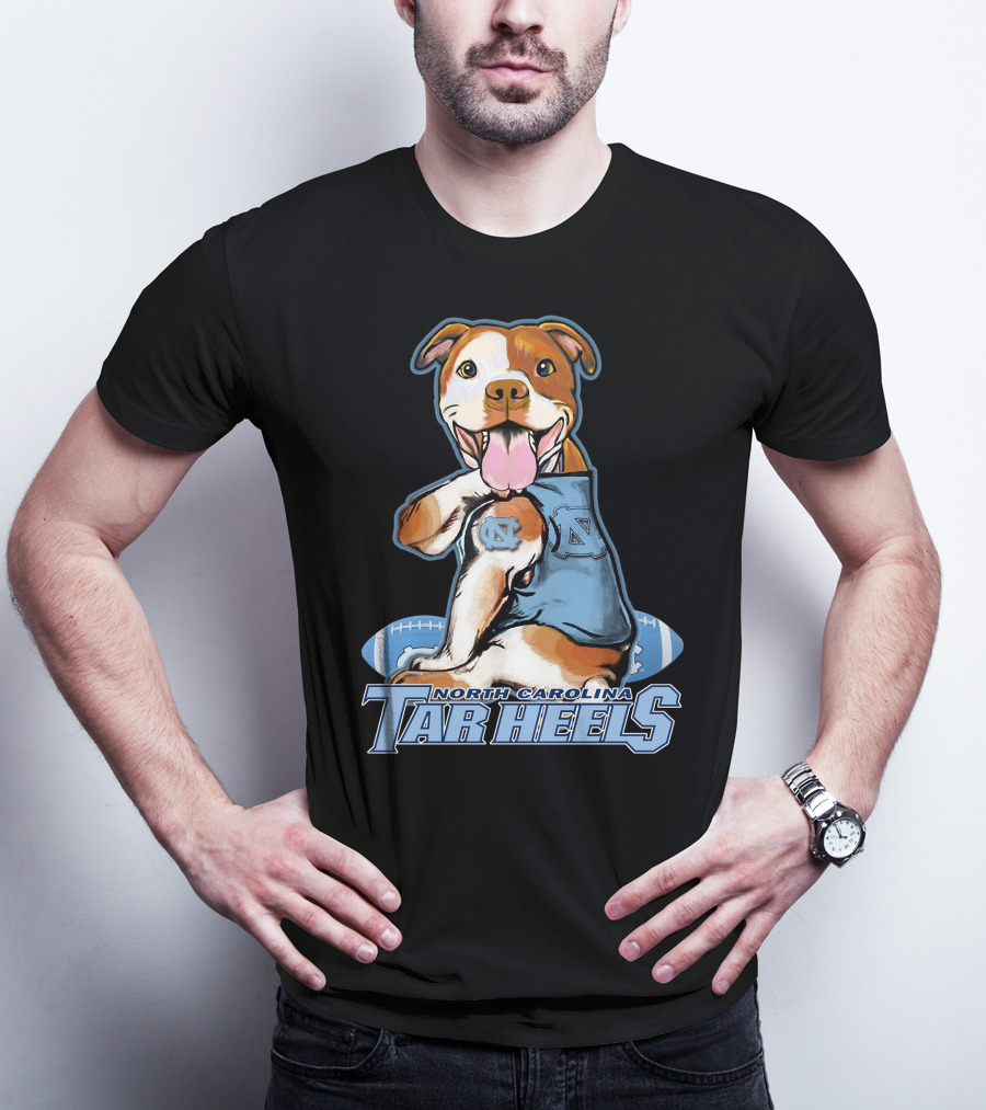 North Carolina Tar Heels Pittbull With Football T-Shirt
