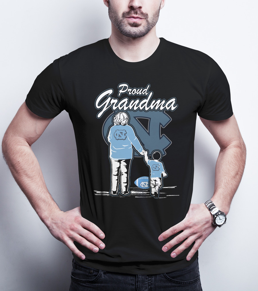 Proud Grandma North Carolina Tar Heels Football Family Connection T-Shirt